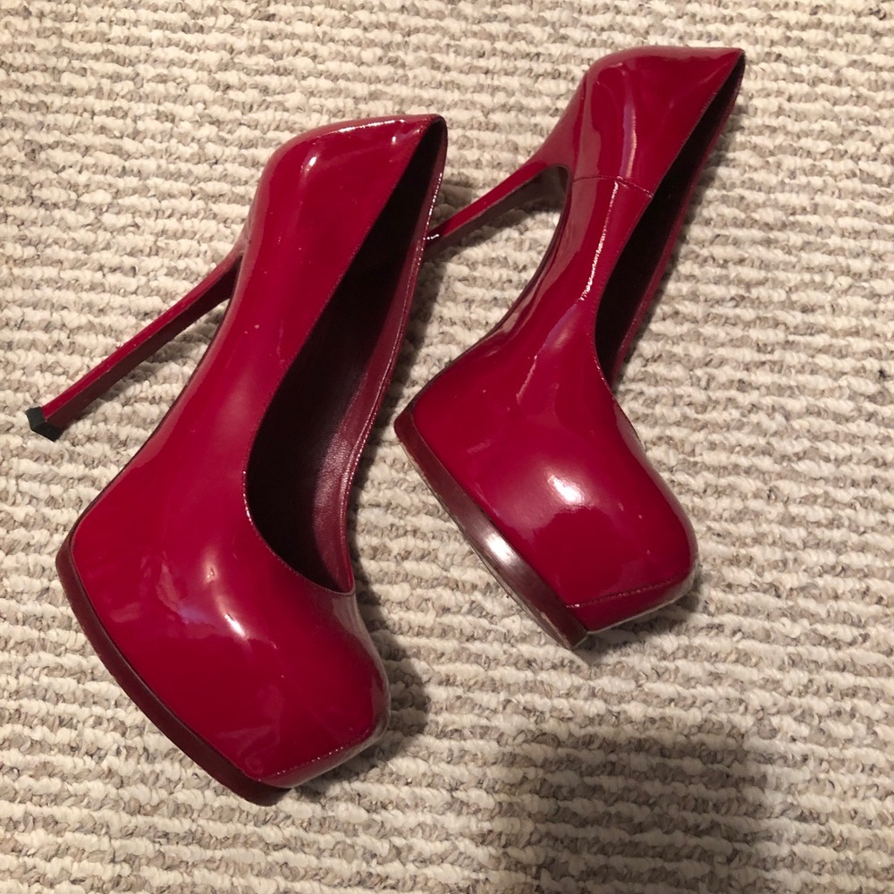 Ysl Red Patent Leather Platform Pumps - Gem